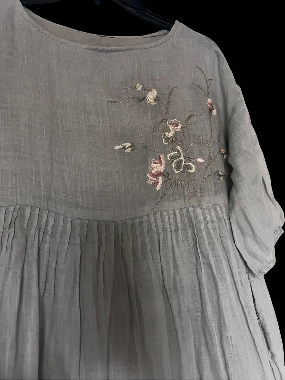 Morimiss | Dresses | Morimiss Loose Linen Midi Dress Graypurple With ...